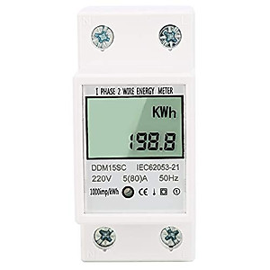 Single Phase Energy Meter 5-80A DDM15SC LCD Digital Display Din Rail Electronic Energy KWh Meter Embedded End Cover