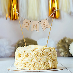 Wood One Cake Topper - 1 st Birthday Cake Decorations, First Birthday Cake Topper, Cake Topper Wood One Banner, Cake Smash Decorations, One Birthday Party Supplies