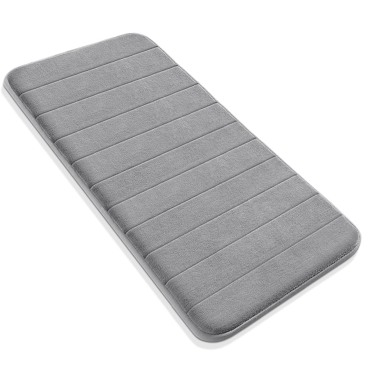 Yimobra Memory Foam Bath Mat Bathroom Rug, Runner Mats 44 x 24 Inches, Comfortable, Soft, Maximum Absorbent, Non-Slip, Thick, Machine Wash, Easier to Dry Carpet for Tub, Gray