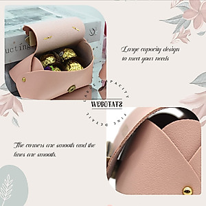 10 pack Pink Leather Bowknot Gift Boxes, Reusable Birthday Party Favor bag Candy Gift Boxs with Gold Bow For Wedding Baby Showers Christmas Party Decoration，5 inches x3.5 inches (Pink)