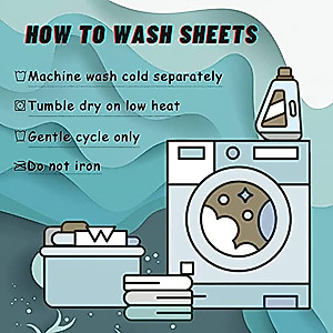 Flower Sheets Full Size, Retro Bed Sheets, Patterned Bedding Sheets & Pillowcases 4 Piece Set - Soft Microfiber Deep Pocket Fitted Sheet & Flat Sheet & 2 Pillow Cases F3-&-184