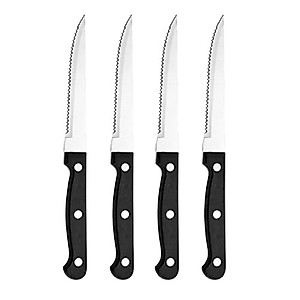 Farberware Stamped Triple Rivet High Carbon Stainless Steel Steak Knife Set, 4-Piece, Black