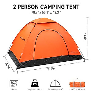 JG AURORA DEER Camping Tent 2 Person Tents for Camping Backpacking Tent for One 1 to 2 Persons Lightweight Waterproof Camping Hiking Tent for Adults Kids Scouts(2 * 1.4m)