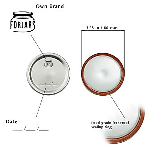 48Pcs/24Sets Wide Mouth Canning Lids and Rings – Create Airtight Seals on Mason Jars to Preserve Food for Meal Prep & Emergency Food Storage – 3.4 In. Metal Lids and Bands with Silicone Seals – Canning Supplies by FORJARS