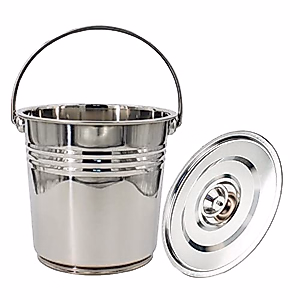 DOITOOL Garden Planters Stainless Steel Trash Can Small Recycle Trash Can Wastebasket Garbage Container Bin Milk Bucket with Handle Lid for Bathroom Kitchen Home Office Ice Bucket Pails