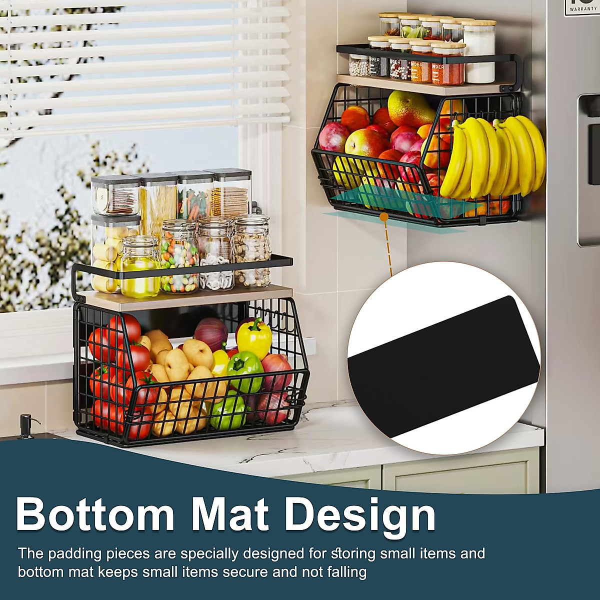 Clothink Magnetic Shelf for Fridge, Onion and Potato/Spice/Snacks/Fruit and Vegetable Storage and Organizer, Wire Basket for Pantry, Kitchen Countertop, RV and Laundry