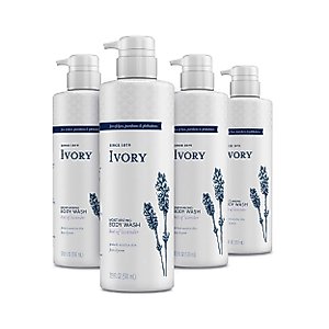 Ivory Sensitive Skin Moisturizing Body Wash, Hint of Lavender, 17.9 Fl Oz (Pack of 4)