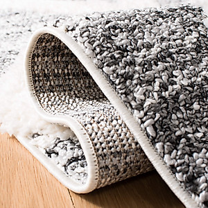 SAFAVIEH Moroccan Tassel Shag Collection Accent Rug - 3' x 5', Grey & Ivory, Boho Design, Non-Shedding & Easy Care, 2-inch Thick Ideal for High Traffic Areas in Foyer, Living Room, Bedroom (MTS664G)