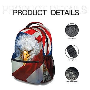 DTCCET Classic Eagle Backpack, American Flag Laptop Bag Cool Daypack with Multiple Pockets, 3D Printed Shoulders Backpack(Eagle & American Flag)