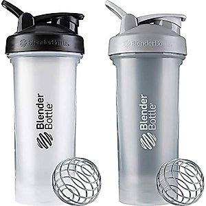 BlenderBottle Classic V2 Shaker Bottle Perfect for Protein Shakes and Pre Workout, 28-Ounce (2 Pack), Clear, Pebble Grey