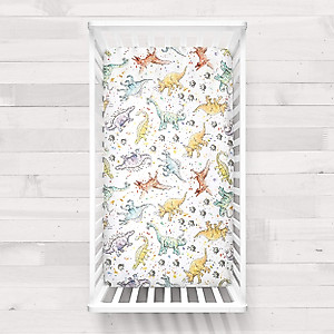 9 Piece Dinosaur Nursery Set | Crib Sheet | Blanket | Art Prints | Changing Pad Cover