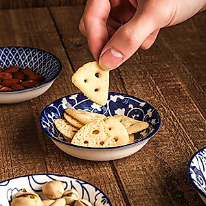 Selamica Ceramic Dipping Bowls, 2.5oz Mini Bowls Soy Sauce Dish, Dip Bowls, Appetizer Side Dishes for Sushi,Sauce, Party, Pinch Bowls Pack of 6 (Vintage Blue)