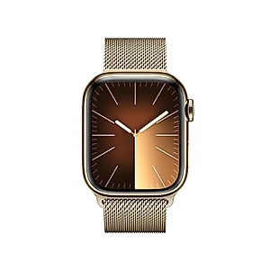 Apple Watch Series 9 [GPS + Cellular 41mm] Smartwatch with Gold Stainless Steel Case with Gold Milanese Loop. Fitness Tracker, Blood Oxygen & ECG Apps, Always-On Retina Display