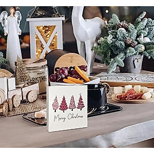 Pink Christmas Sign,Pink Christmas Decorations,Christmas Tree Merry Christmas Sign,Christmas Sign Wood Plaque,Merry Christmas Sign for Table,Christmas Signs for Home Decor