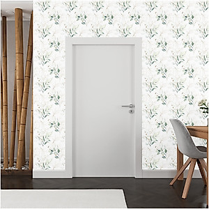 UniGoos Gold Edge Foliage Peel and Stick Wallpaper Green Leaves Vinyl Removable Contact Paper Abstract Branch Leaf Self-Adhesive Wall Paper Roll for Cabinet Living Room DIY Decor 17.7" x118.1"