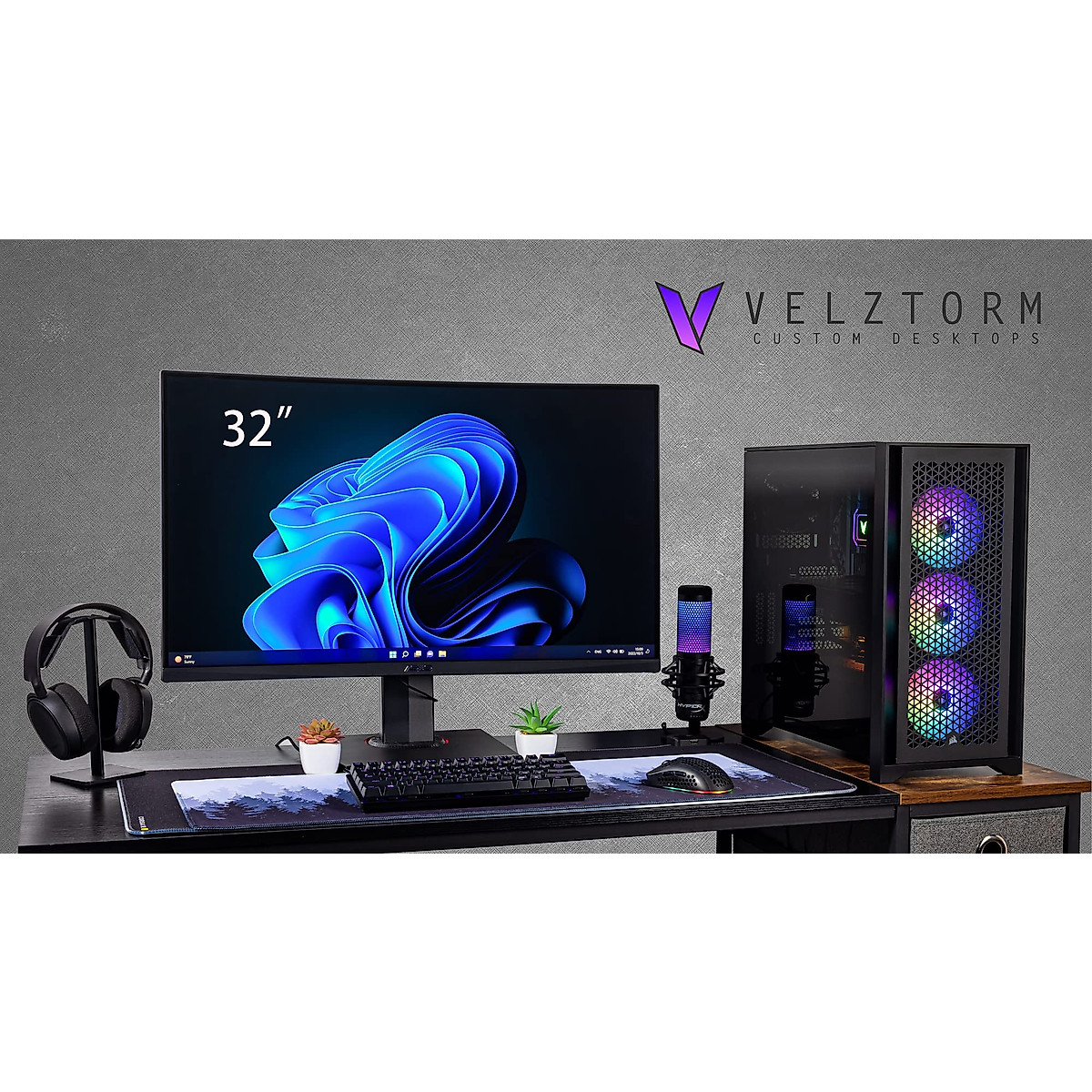 Velztorm Armix Custom Built Gaming Desktop PC (AMD Ryzen 9 7900X 12-Core, GeForce RTX 4070 Ti 12GB, 32GB DDR5 4800MHz RAM, 1TB PCIe SSD + 2TB HDD (3.5), WiFi, USB 3.2, HDMI, Bluetooth, Win 10 Home)