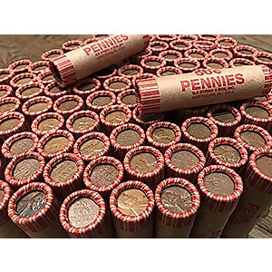 50 Wheat Pennies (Unsearched Shotgun Roll) - Mixed Years Circulated Good or Better.