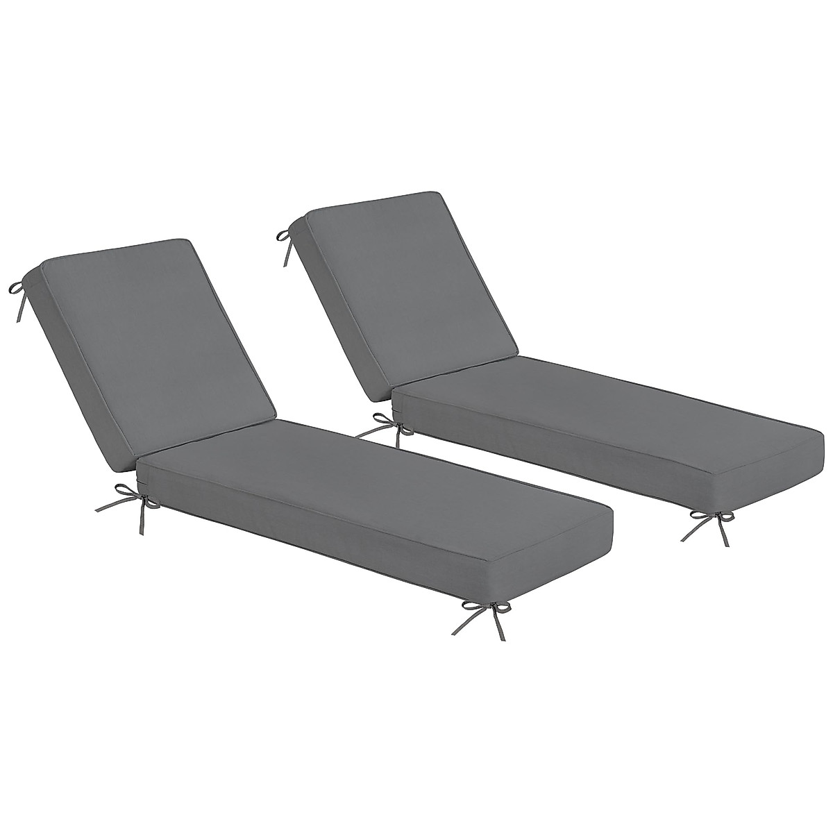 Sundale Outdoor Olefin Chaise Lounge Cushion Set of 2, Water-Resistant Patio Lounge Chair Cushion, Thick Lounger Pad with 8 Straps Medium Gray, 80 x 26 x 4 Inches