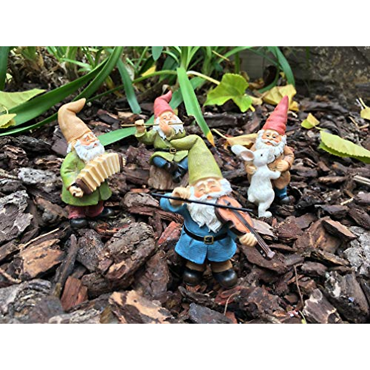 GlitZGlam Happy Gnomes Dancing Celebration! - 4- Piece Musical Garden Gnome Set for The Miniature Fairy Garden