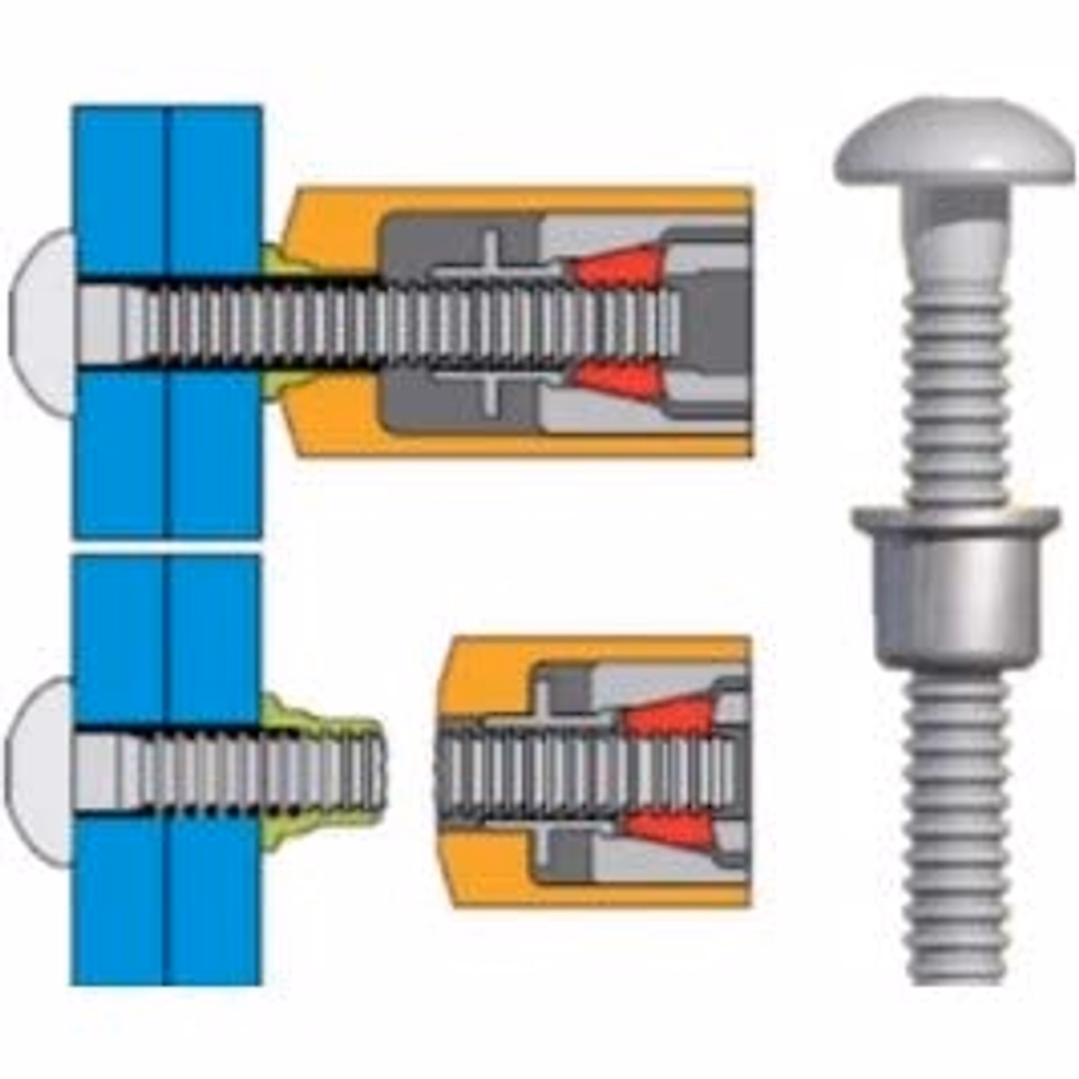 MGP98T-R6-20G, Huck Magna-GR Lockbolts, 0.187 Inch Diameter, (0.312-1.250 Inch GR), Rivet HD, Carbon Steel Material,
