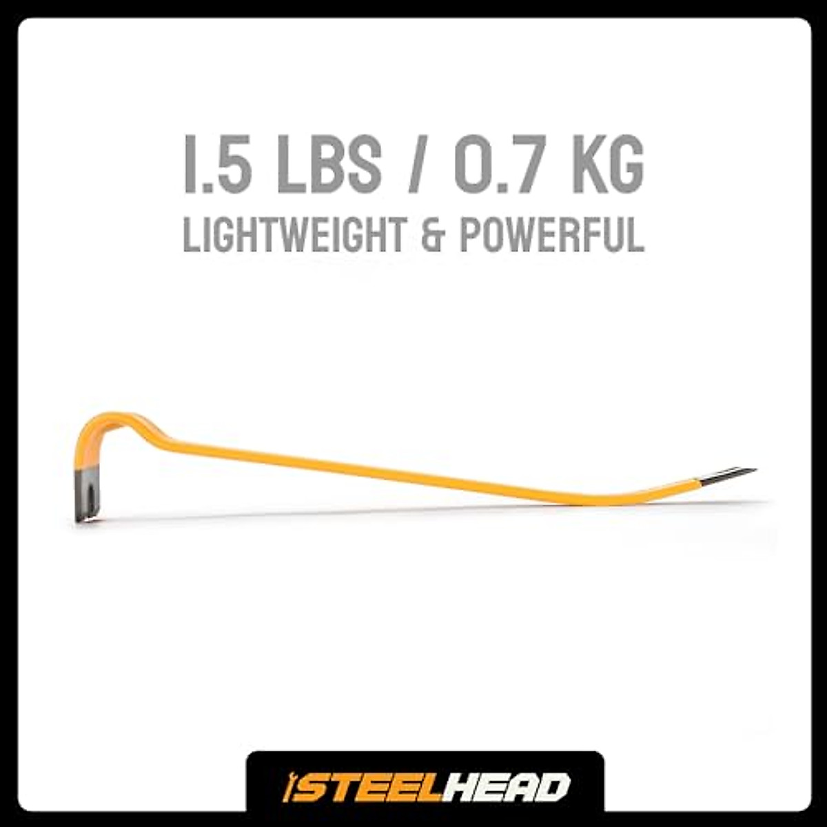 STEELHEAD 15" Heavy-Duty Flat Pry Bar,Integrated Nail Puller,Rust & Corrosion Resistant Enamel Finish,Ultra-Durable Forged Heat-Treated Carbon Steel,Flat,USA-Based Support,SH-PB-B1-15-1