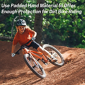 FINGER TEN Kids Junior Cycling Gloves Boy Girl Youth, Outdoor Sport Road Mountain Bike 1 Pair, Gel Padding Bicycle Half Finger Pair (Blue, X-Large)