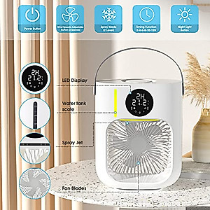 Air Cooler Fan Portable Air Conditioners Fan 2022 LCD Touch Screen Evaporative Air Cooler Portable Air Cooler for Bedroom, Office, Living Room,Classroom & More, for Summer Days & Nights