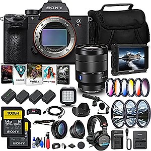 Sony Alpha a7R IVA Mirrorless Digital Camera (ILCE7RM4A/B) + Sony FE 24-70mm f/4 Lens + 4K Monitor + Pro Headphones + Pro Mic + 2 x 64GB Memory Card + Corel Photo Software + Case + More (Renewed)