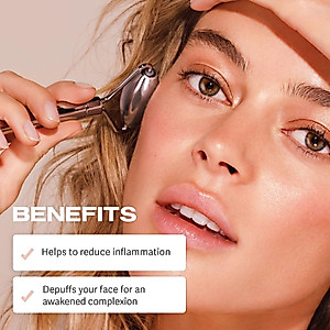 Sacheu Stainless Steel Face Roller - Face and Eye Roller, Metal Face Roller to Help Reduce Puffiness, Cooling Dual Sided Stainless Steel Facial Roller Massager with Travel Pouch