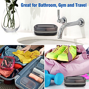 AIMAIAIMAI Shampoo Bar Holder, Travel Soap Container, Large Soap Box, Soap Dish with Draining Layer, Soap Case for Bathroom, Traveling, Gym, Camping (Black, 1 Pack)
