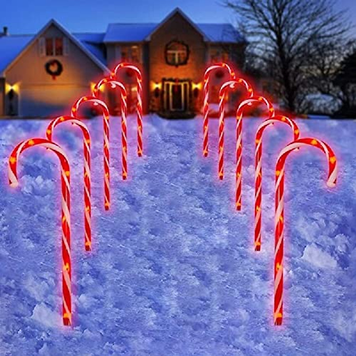 Christmas Candy Cane Lights,Solar Lamp Garden Light， Christmas Decor Lawn Candy Cane Lights， Solar Powered Garden Lights， Home Led for Outdoor Garden Lighting