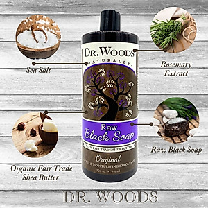 Dr. Woods African Raw Black Vegan Liquid Body Wash with Organic Shea Butter, 32 Ounce