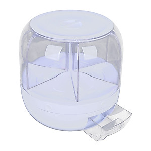 KONKENIE 6 Grids Rotatable Grain Storage Tank with Lid 10kg Rice Cereal Bean Flour Plastic Container 360° Rotating Round Dry Food Dispenser for Home Kitchen Pantry Store White&Clear (9.5x10.6x10.6in)