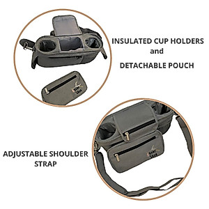 Baby Amor Stroller Organizer with Insulated Cup Holder. Detachable Phone Bag & Shoulder Strap. Fits any stroller.