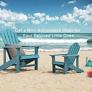 EFURDEN Kids Adirondack Chair, Polystyrene Adirondack Chair for Children, Easy-Maintenance Patio Chair for Outdoor and Indoor (Blue)