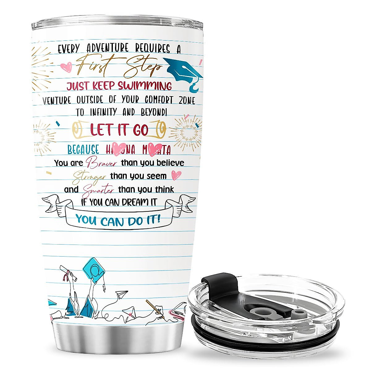 JENOIS Graduation Gifts, Graduation Tassel Castle, Tumbler 20 Oz With Lid And Straw, Tumblers Of Class