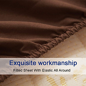 SONORO KATE Bed Sheet Set Super Soft Microfiber 1800 Thread Count Luxury Egyptian Sheets 18-Inch Deep Pocket Wrinkle-4 Piece(Full XL Brown)