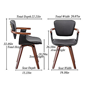 LUNLING Mid Century Modern Dining Chairs, Upholstered Black Leather Kitchen & Dining Room Chairs