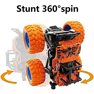 WOCY 2 Pack Monster Trucks Toys for Boys,Pull Back Cars,Friction Powered Toys Cars for Toddlers as Gifts for 3-12 Years Old Boys & Girls (Purple and Orange)