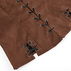 Pirate Costume Women Viking Costume Medieval Renaissance Ren Faire Costume Outfit Women Bodice Brown Vest Size M