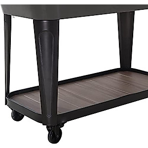 Sunjoy 80 Qt Rolling Cooler Cart Ice Chest, Patio Portable Party Mobile Cold Drink Bar Trolley, Quart, Silver