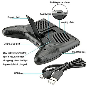 Multi-Functional Phone Radiator and Cooling Plate for Mobile Game Controller,Mobile Phone Stents Charger Dual Use with Cooling and Charging System Black (Black)