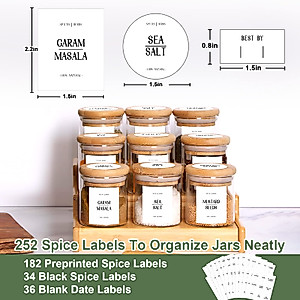 GMISUN Spice Jars with Bamboo Lids, 20 Pack 2.5oz Glass Spice Containers with Labels, Small Empty Round Spice Bottles with Airtight Lids, Mini Clear Minimalist Food Jars & Canisters for Kitchen
