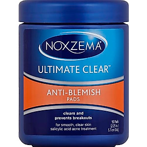 Noxzema Ultimate Clear Face Pads Clears & Prevents Acne Anti-Blemish Made with Over 60% Alcohol 90 Count