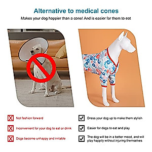 LovinPet Pajamas Outfit, Undershirt for Dog Coats, Lightweight Soft Fabric, Coral Trees and Shells Print, UV Protection Shirt, Easy to Wear Adorable Dog Clothes,Blue XXL