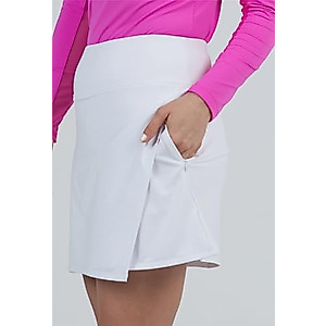 IBKUL Athleisure Wear Sun Protective UPF 50+ Icefil Cooling Tech Faux-Wrap 17 ¼” Skort with Back Pockets 26000 Navy Solid M