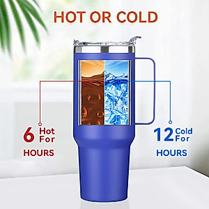 HASLE OUTFITTERS 40 oz Stainless Steel Tumbler with Handle, Vacuum Insulated Tumblers Bulk, Reusable Double Wall Travel Coffee Mug, Durable Powder Coated Water Bottle(Dark Blue, 1)