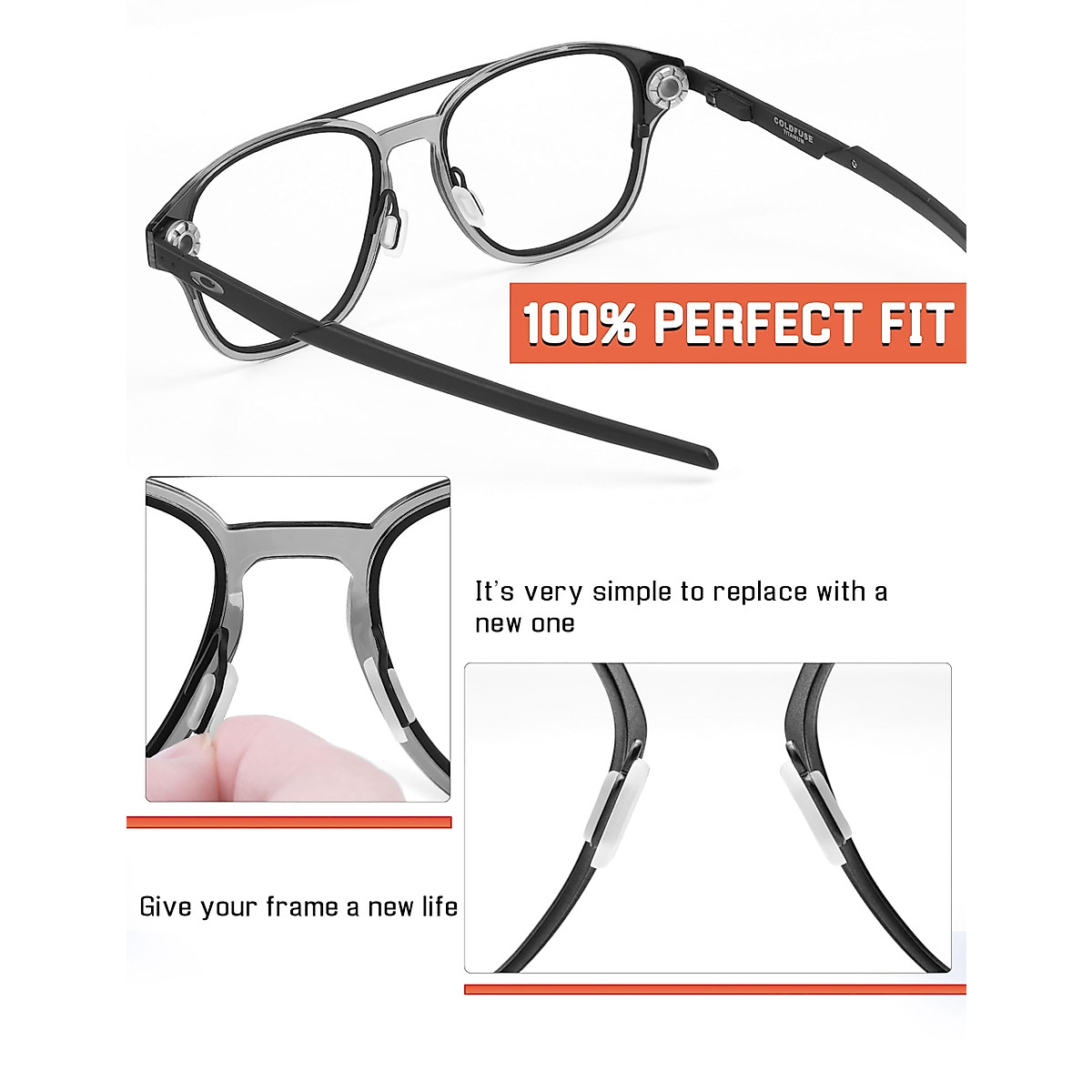 Bwake Replacement Nose Pieces Pads for Costa Del Mar South Point/Fernandina/Shipmaster/Ponce/Flagler/Paloma/Piper/Peli/Cook/Tower/Wader - Clear