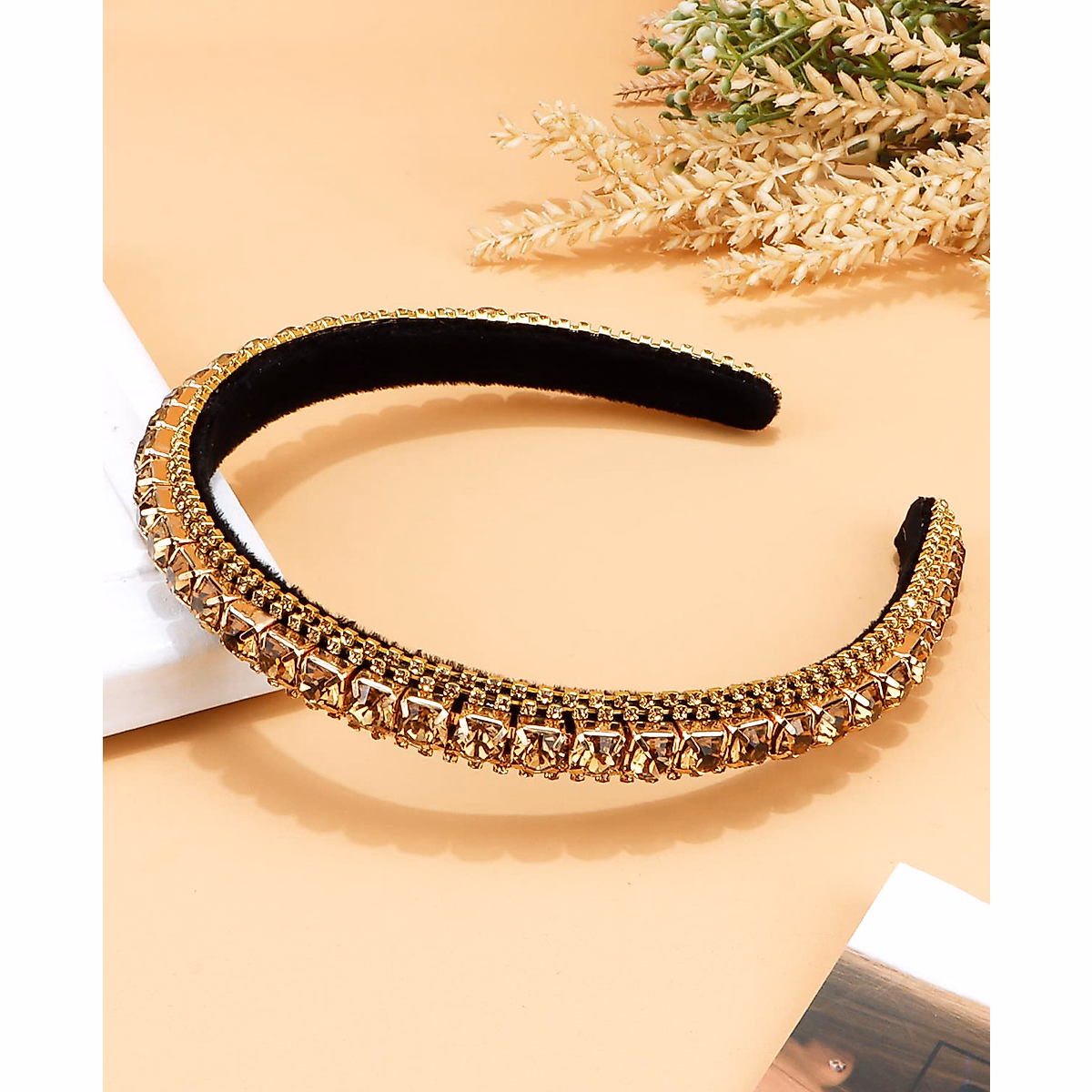 Wecoe Coffee Rhinestone Headband - Shine Bright Like a Diamond - Perfect for Weddings, Homecoming Prom, Birthday, Parties, and Daily Wear - Great Gift for Women and Girls!