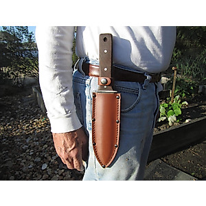 RiverView Enterprise Knife Sheath Riveted Genuine Leather - Up to 7-inch Single/Double Edge Blade – Riveted Belt & Handle Loops – Hori Hori, Hunting, Camping, Fishing, Tactical, Outdoor